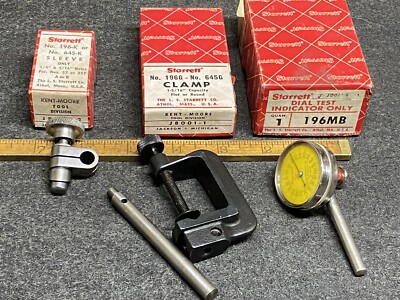 Starrett 196MB Back Plunger Dial Indicator, 196G Clamp, 196K Sleeve ...