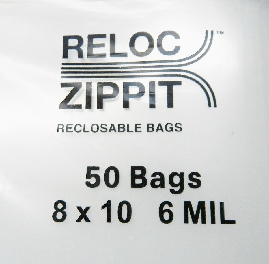 50 Reloc Zippit Bags 8"x10" Heavy Duty 6 Mil Thick Reclosable Clear 8 x ...