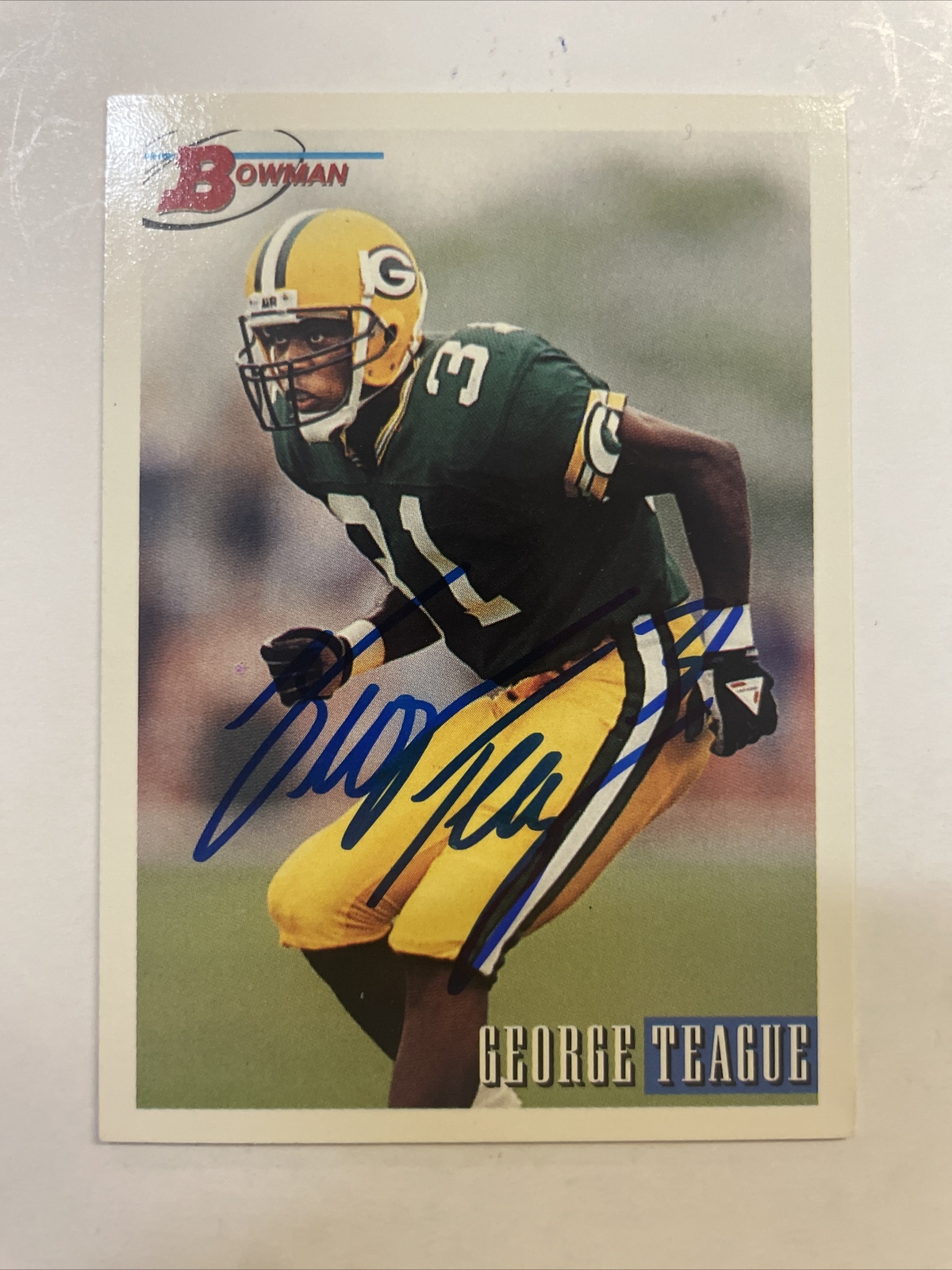 1993 Bowman George Teague Autographed Card #311 Green Bay Packers A-136 ...