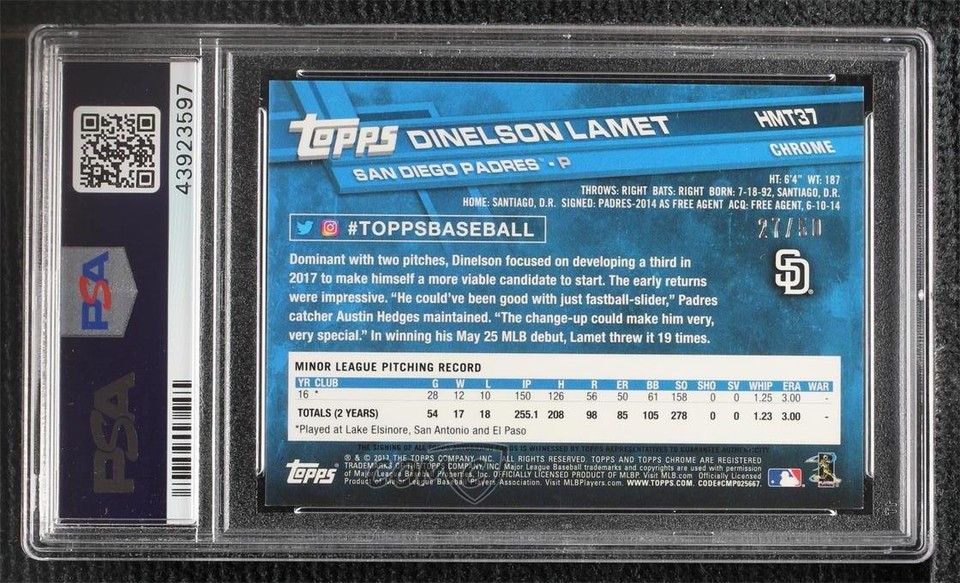 2017 Topps Chrome Update Gold Refractor /50 Dinelson Lamet PSA 10 ...