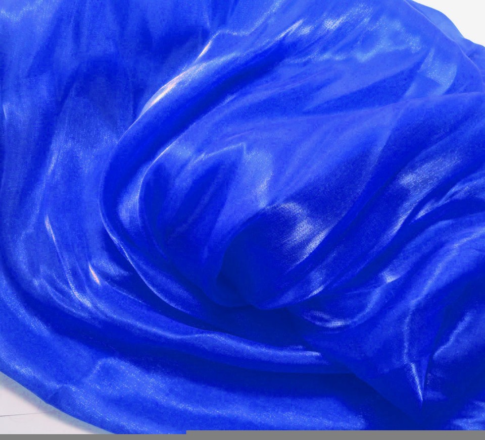 K116 PER YARD Royal Blue Mirror Organza Sheer Fabric Dress/Decorative ...