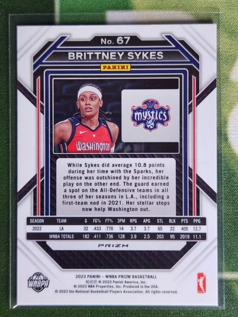 Brittney Sykes 2023 Panini Prizm WNBA Ruby Wave Mystics #67 | eBay