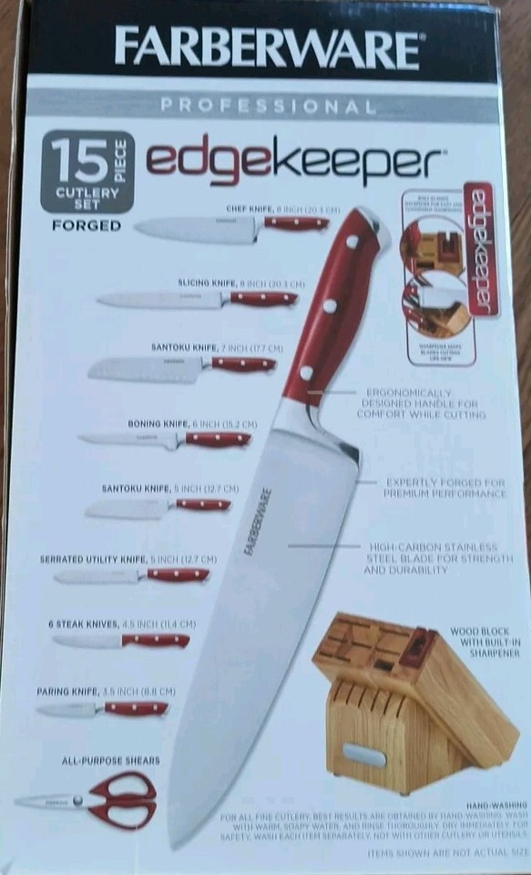 Farberware EdgeKeeper Professional 15 Pc Forged Triple Riveted Knife ...