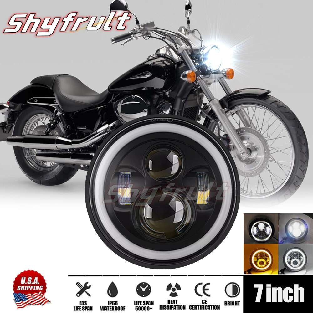 For Honda Shadow VT VT1100 VT750 VT600 VF750 7inch LED Headlight Turn ...