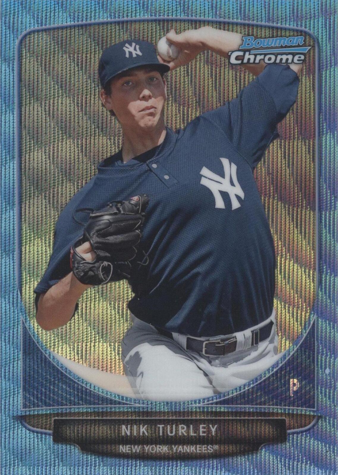 2013 Bowman Chrome - Prospects Nik Turley #BCP146 Blue Wave Refractor ...