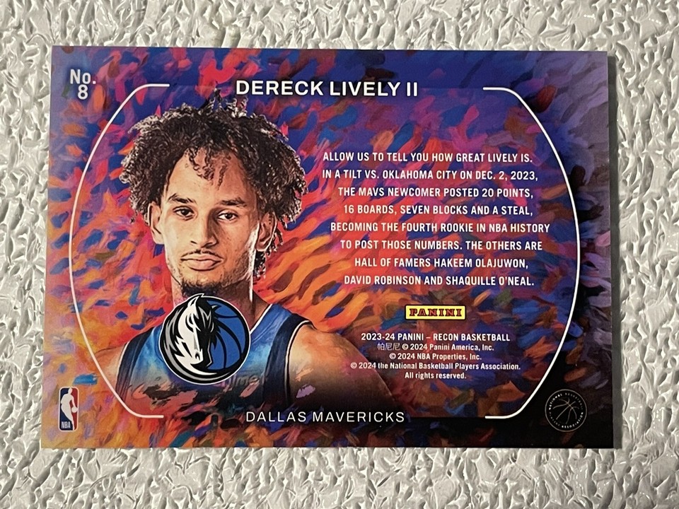 🔥2023-24 Panini Recon Derek Lively II Rookie Portraits #8 Mavericks 🔥 ...