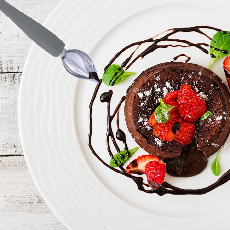 4 Pcs Sauce Spoon Set Plate Painting Pencil Chef Spoons Stainless Steel ...