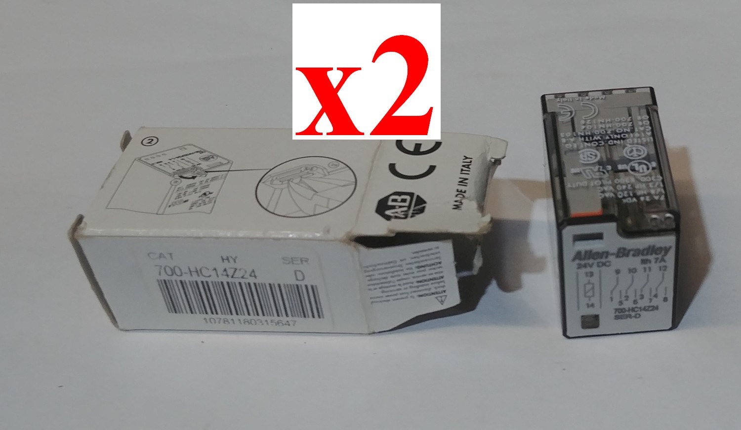 (LOT of 2) NEW Allen Bradley 700-HC14Z24 Series D Relay, 14-Blade 4PDT ...