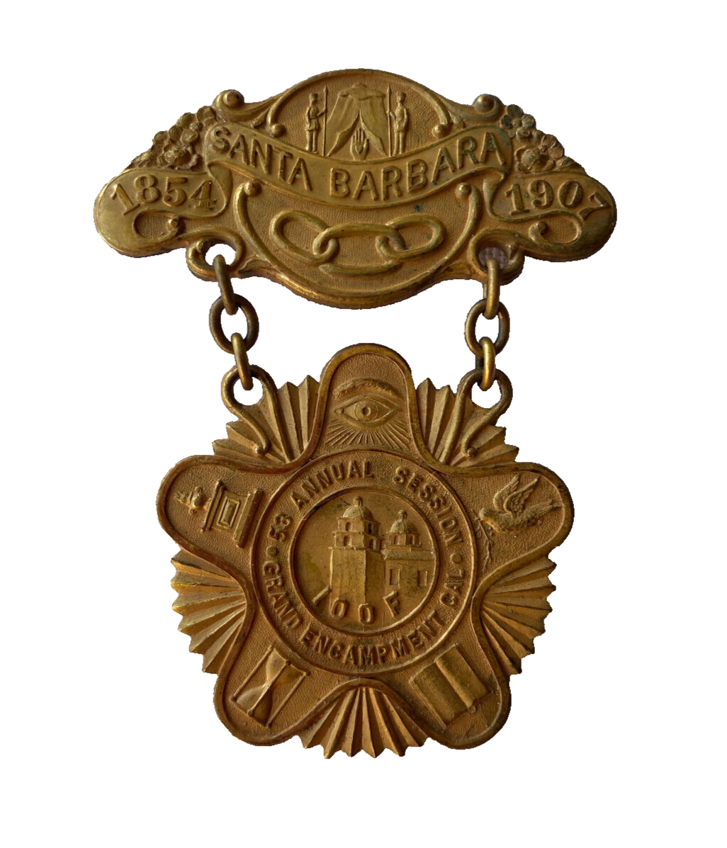Antique IOOF Odd Fellows Santa Barbara Grand Encampment Pin Hoegee Co ...