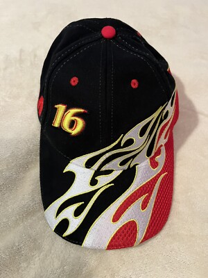 Nascar Hat Cap Strap Black Red Greg Biffle Racing 3M Flames Chase Mens ...