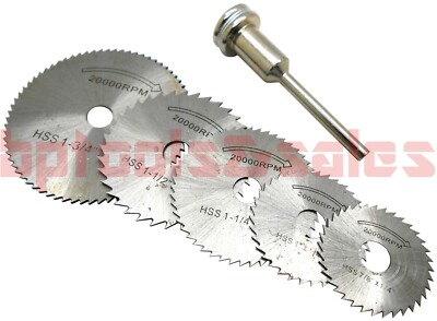 6pc HSS Saw Disc Set Rotary Cutter Mini Circular Saw Disc Blade w/ 1/8 ...