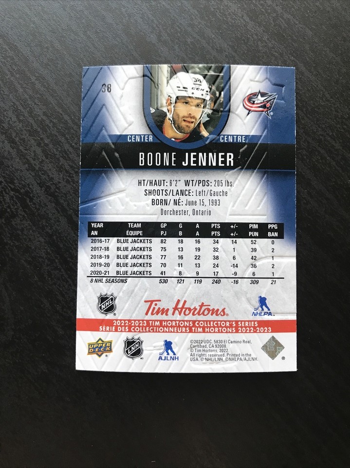 2022-23 Upper Deck Tim Hortons #38 Boone Jenner Columbus Blue Jackets ...