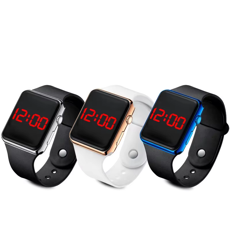 2024 Fashion Sport Digital Watch Women Men Square LED Watches Silicone ...
