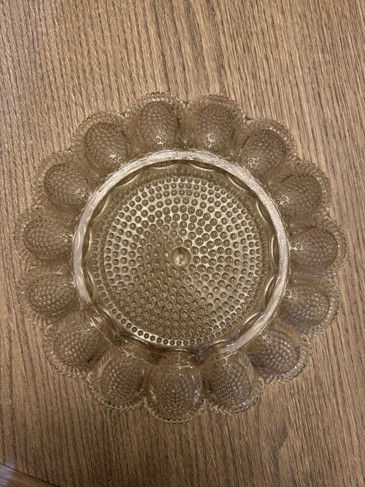 Vintage 11" Clear Hobnail Indiana Glass Deviled Egg Platter Plate Holds ...