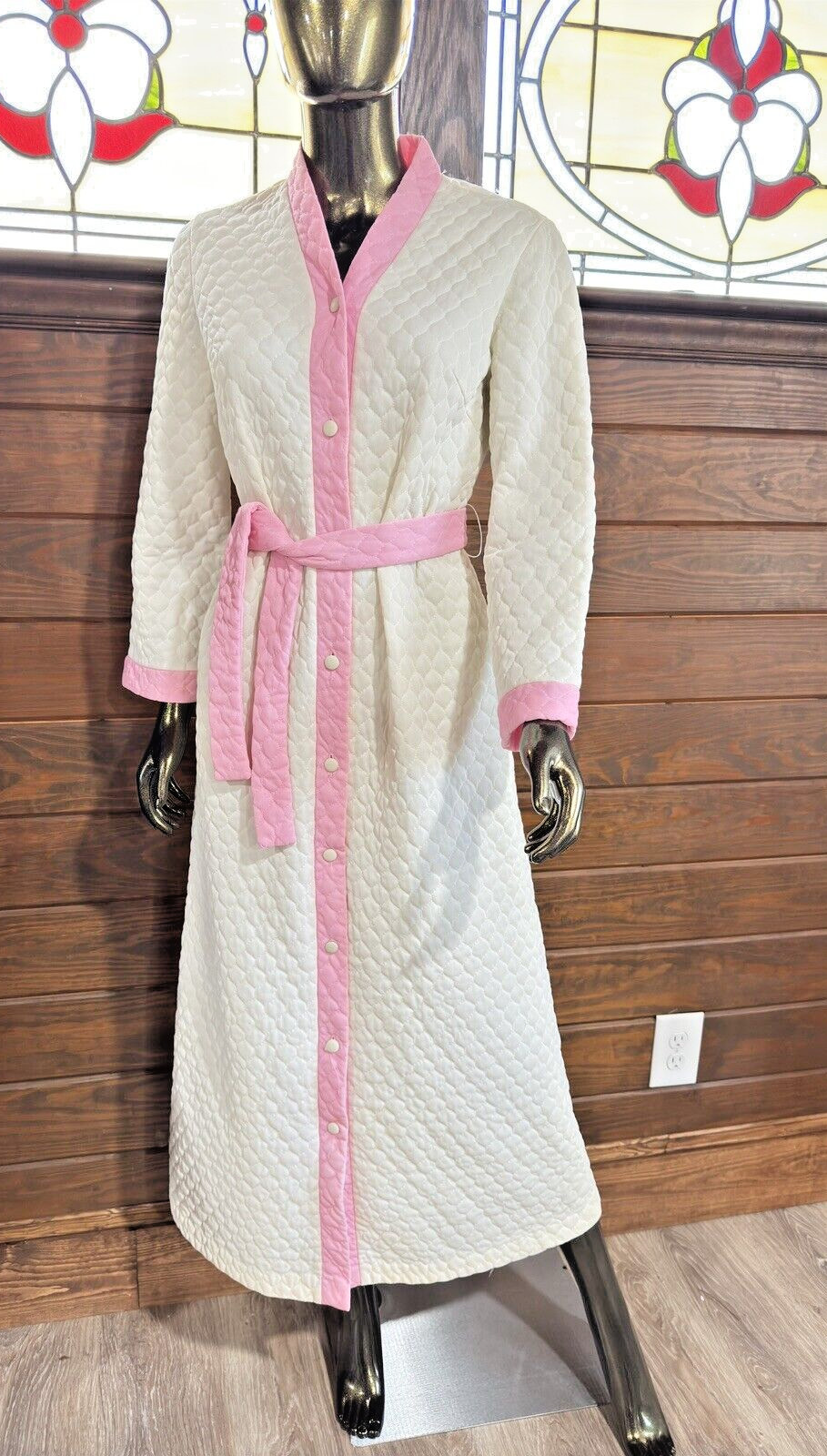 1960'S SEARS At Home Wear Robe Quilted Belted Women's… - Gem