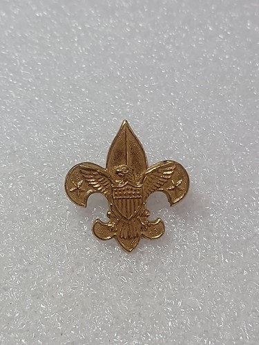 VINTAGE BSA BOY SCOUTS PIN FLEUR DE LIS EAGLE CREST LATCH CLASP GOLD ...