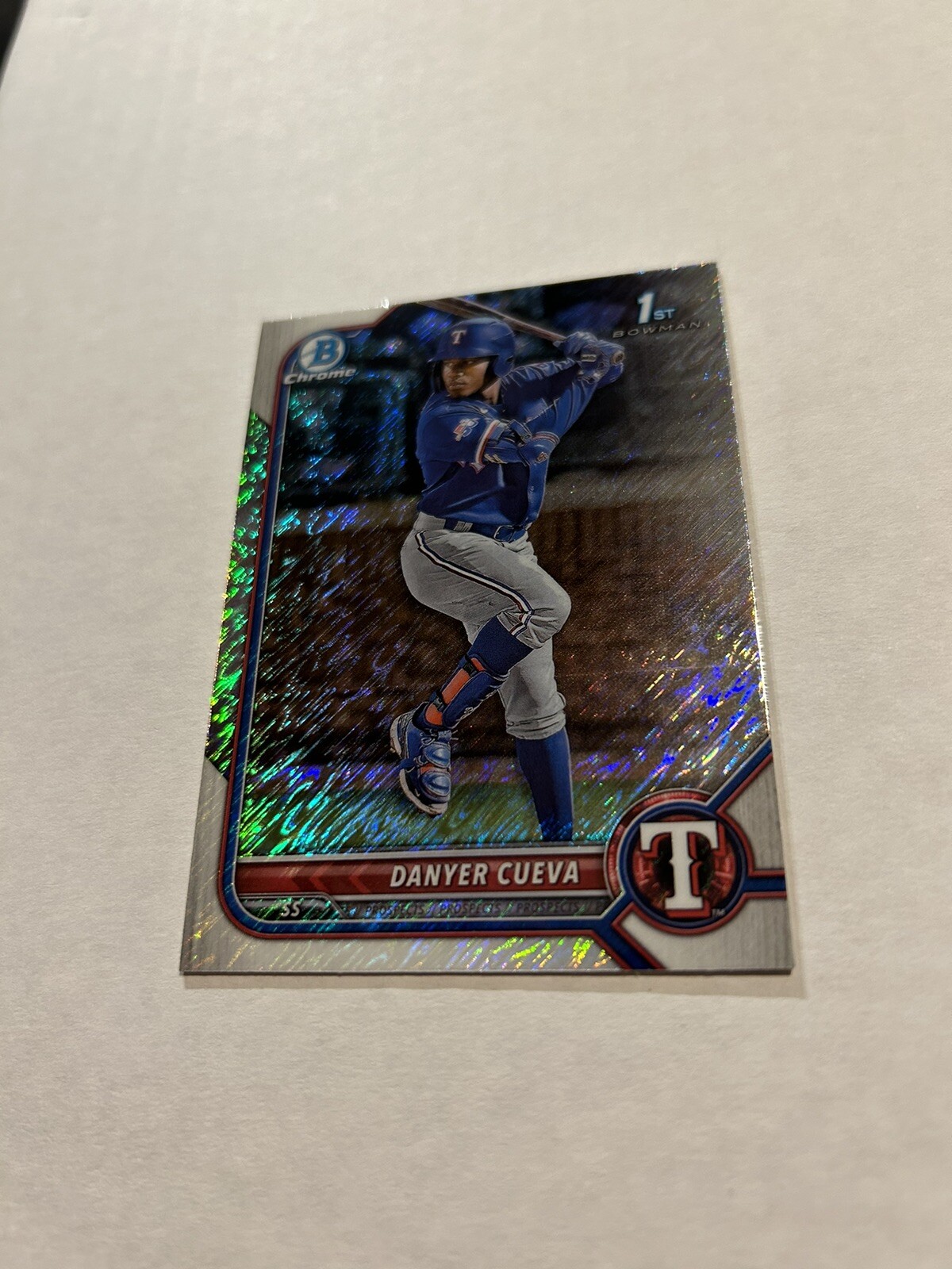 2022 BOWMAN CHROME DANYER CUEVA #BCP-173 SHIMMER REFRACTOR 1ST RANGERS ...