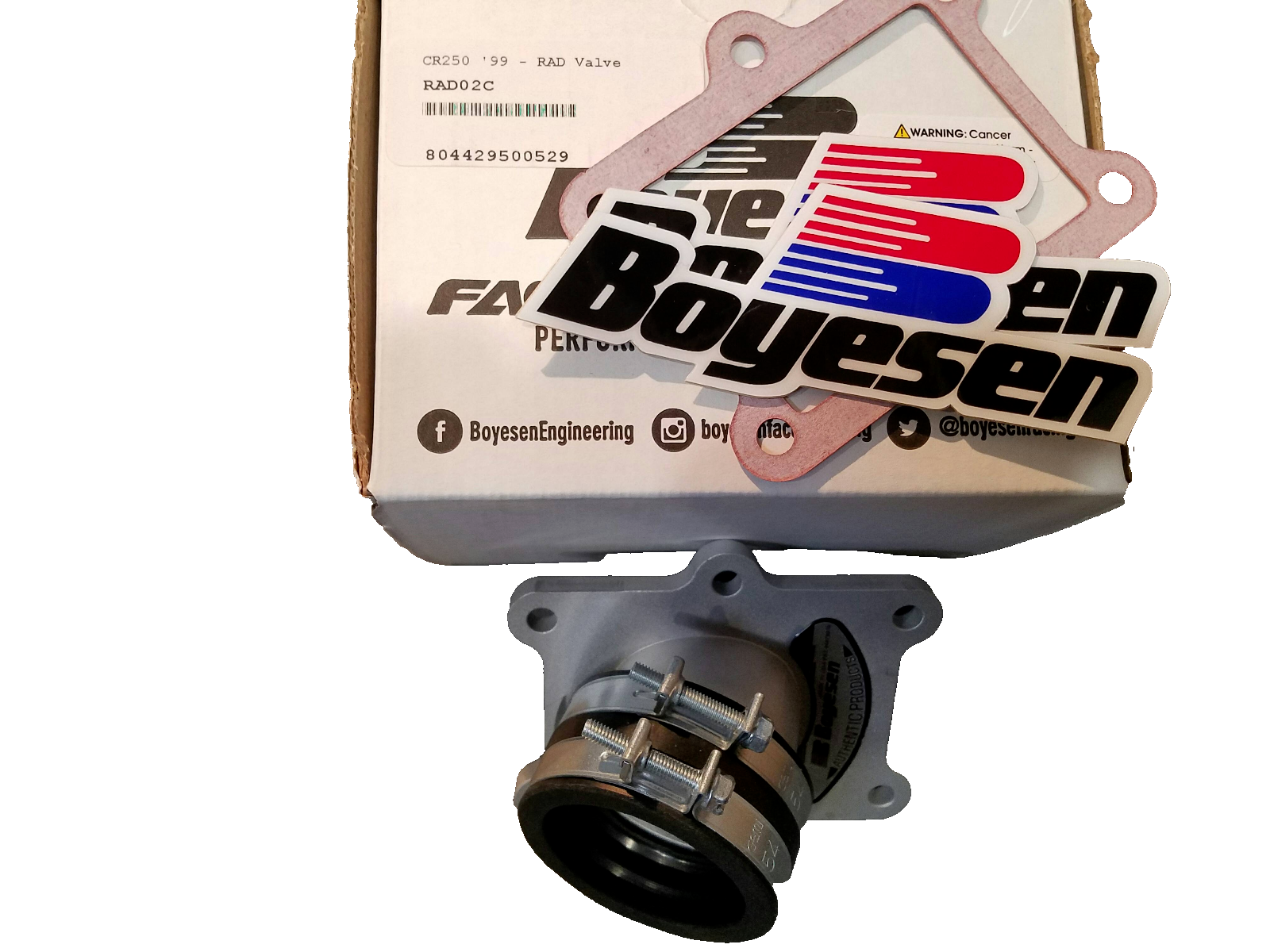 BOYESEN RAD VALVE P/N RAD-02C INTAKE BLOCK w/CARBON FIBER REEDS & CARB ...