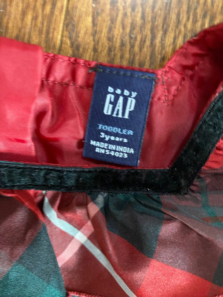 Baby Gap Red & Green Plaid Taffeta Christmas Dress 3 T 3 Yrs | eBay