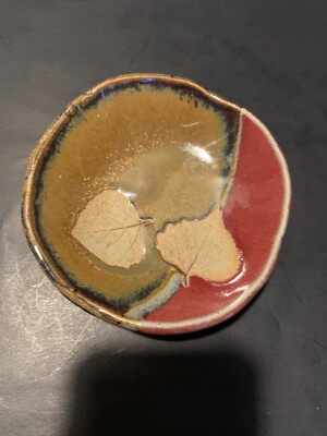 Signed Handmade Rasmussen Pottery Organic Round Leaf Imprint Ring ...
