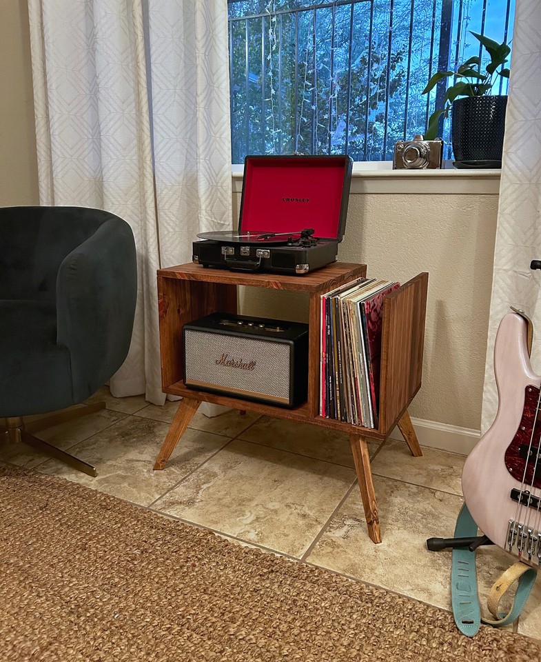 MCM Record Player Stand Cabinet Retro Vinyl Storage & Turntable Cabinet ...