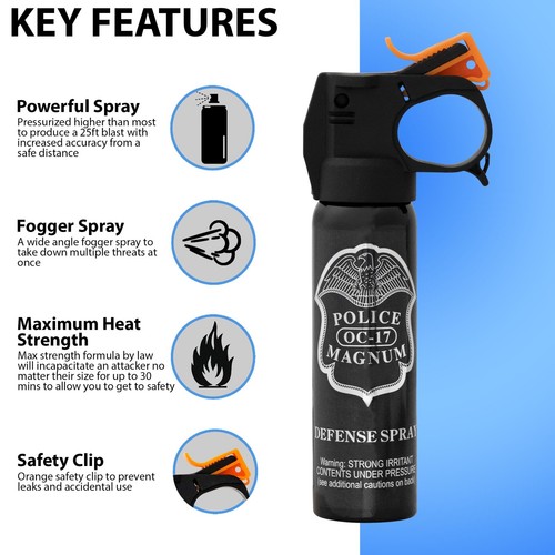 2 POLICE MAGNUM Pepper Spray 4oz FireMaster Fogger Home Defense ...