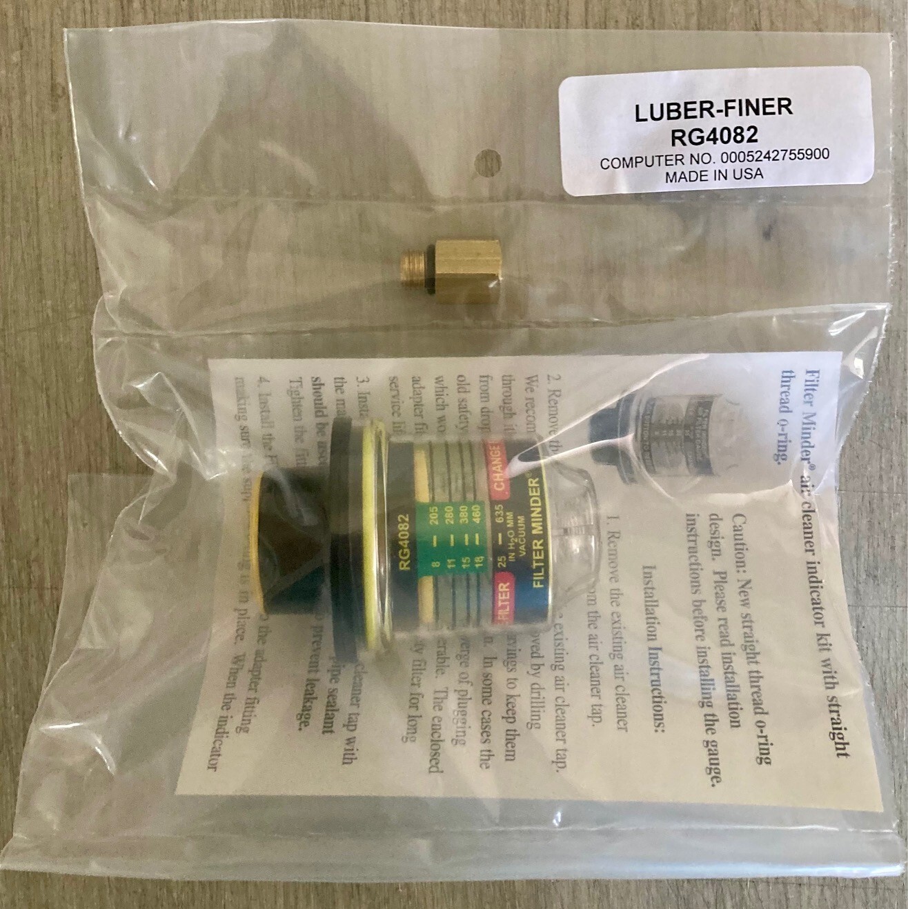 Luber-Finer RG4082 Air Cleaner Air Restriction Service Indicator ...