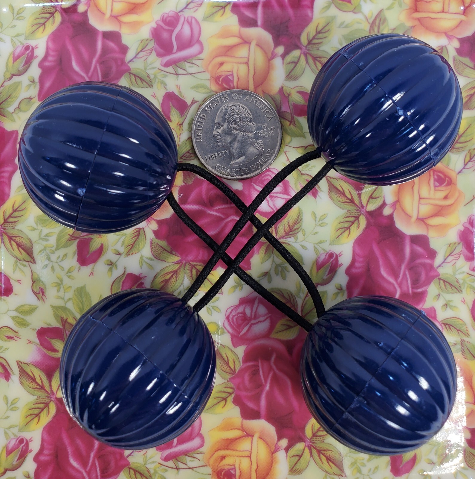 2 pcs blue ELASTIC PONYTAIL HOLDER JUMBO BEAD GIRL HAIR SCRUNCHIE ...