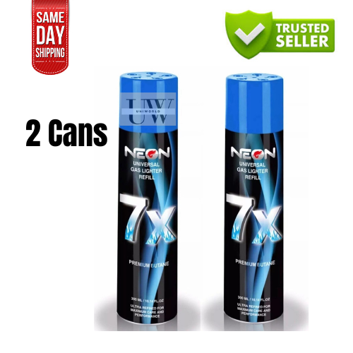 Neon 7X (2 Can) Refined Butane Lighter Gas Fuel Refill 300 mL 10.14 oZ ...