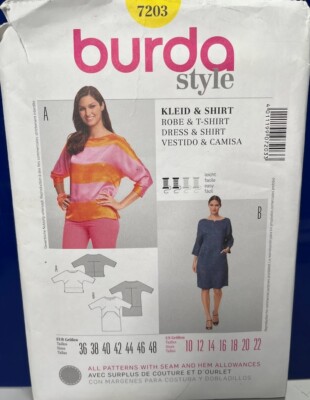Burda Pattern 7203 Shirt & Dress, sz 10-22 | eBay