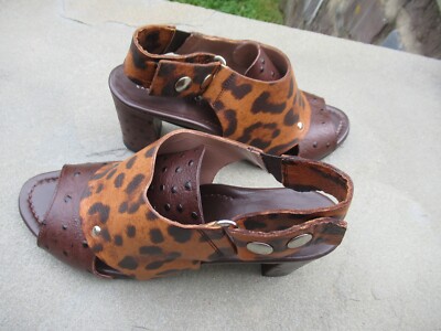 NIB Anyi Lu Athena Expresso/ Brown Leopard/ Peep Toe/ Sling Back ...