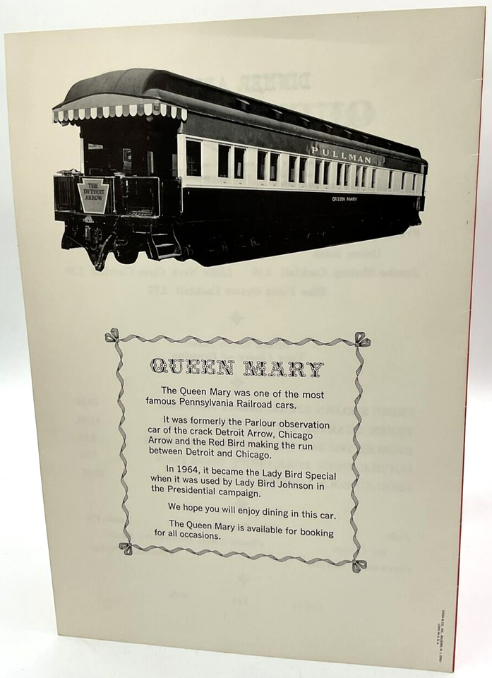 Vintage Citro’s Parlour Observation Car Queen Mary Menu Pennsylvania ...