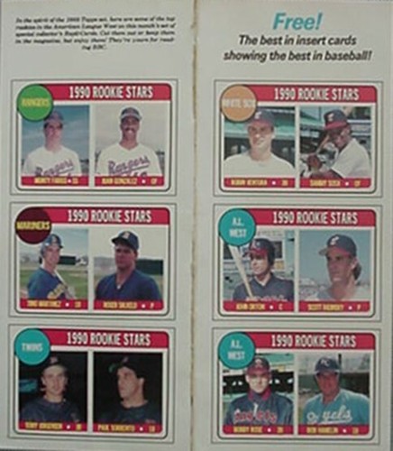 1990 BASEBALL ROOKIE REPLI-CARDS PANEL - SAMMY SOSA, JUAN GONZALEZ + 10 ...
