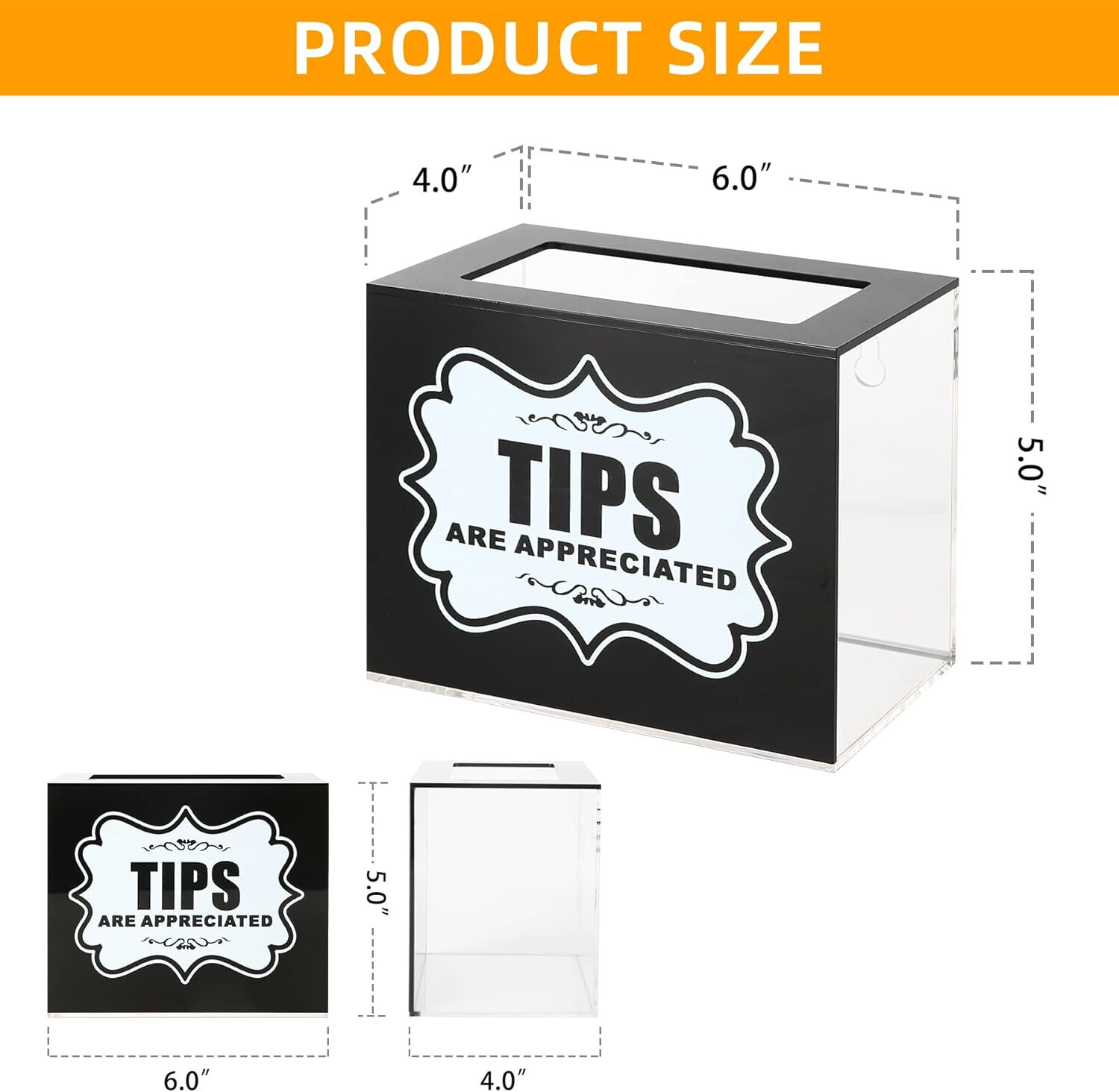 Acrylic Tip Collection Box money donation container performer worker ...