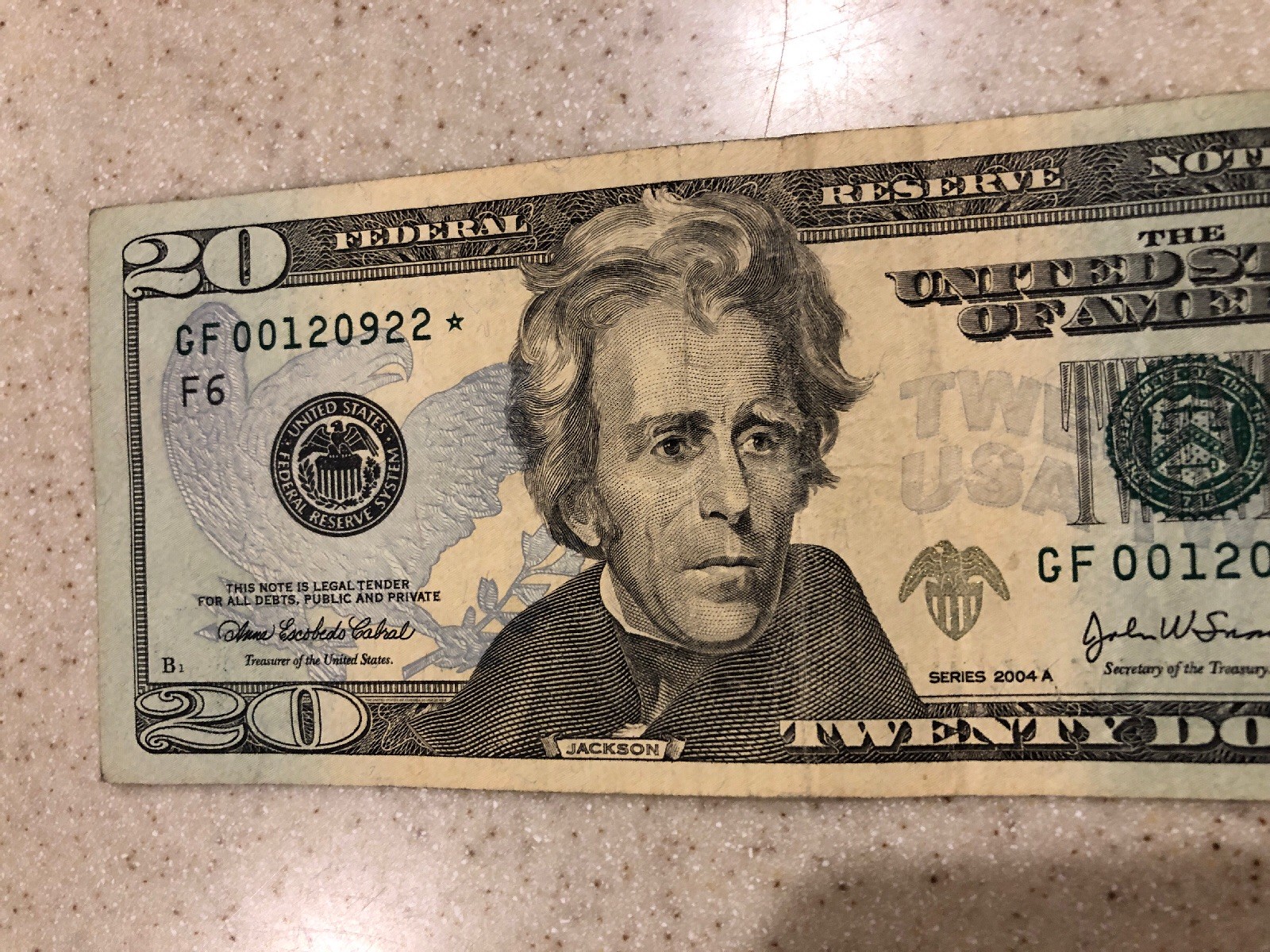 2004-A $20 TWENTY DOLLAR BILL STAR NOTE ATLANTA FRB LOW SERIAL GF ...