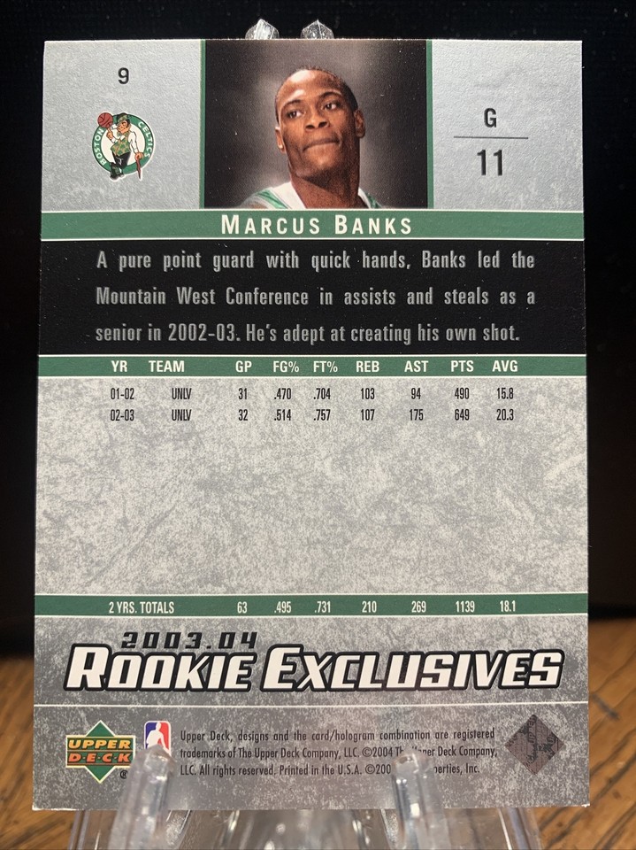 2003-04 Upper Deck Rookie Exclusives #9 Marcus Banks RC - Boston ...