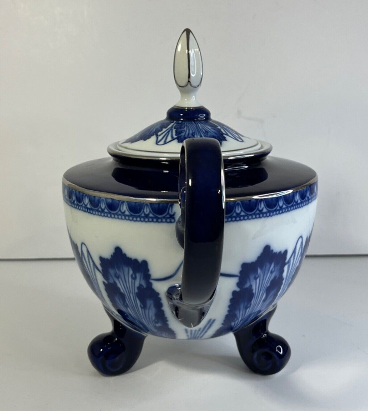 Bombay Co. Arabesque Footed Teapot Cobalt Blue White Platinum Trim | eBay