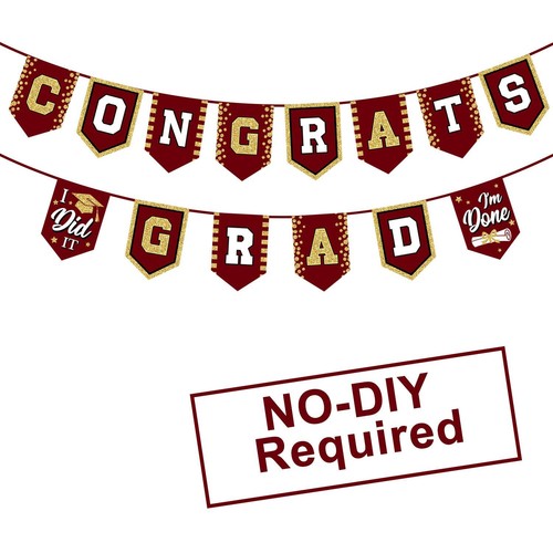 2025 Maroon Graduation Banner - No DIY Required maroon Graduation Party ...