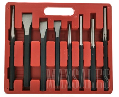 8 Pc Heavy Duty Jumbo Large Mechanic's Punch and Chisel Tool Set with ...