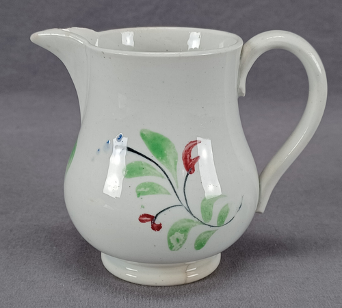 British Hand Painted Enamel Red & Blue Floral Pearlware Creamer Circa ...