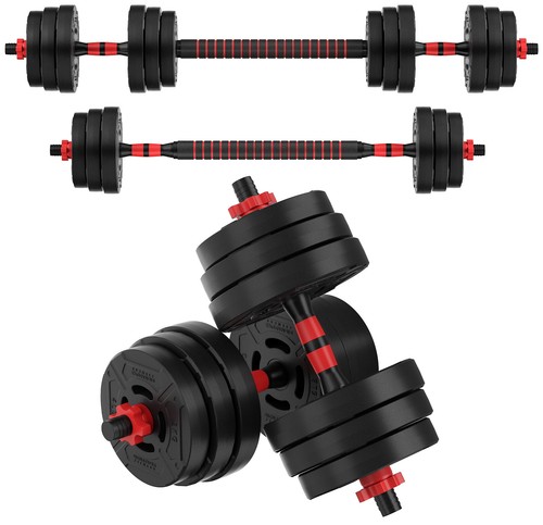 60LB 2-in-1 Portable Changeable Dumbbell and Barbell Set with ...