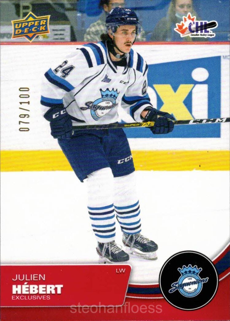 2021-22 Upper Deck CHL Exclusives #90 Julien Hebert 079/100 Cote-du-Sud ...