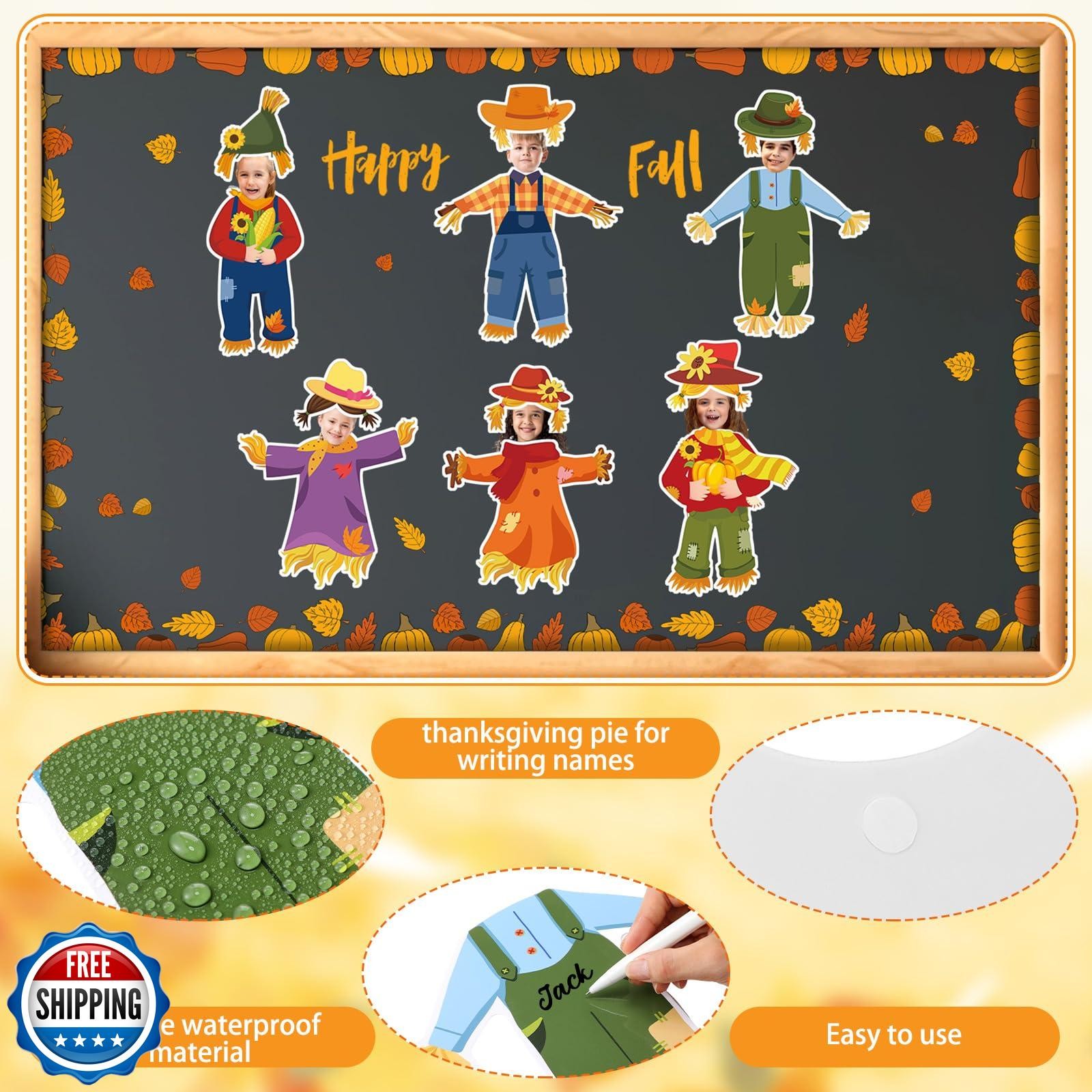 Ctosree 48 Pcs Fall Scarecrow Bulletin Board Photo Cutout Cute ...