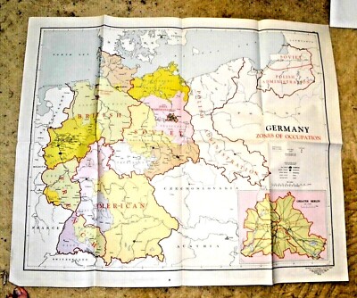 VINTAGE MAP GERMANY ZONES OF OCCUPATION GREATER BERLIN POLISH AMERICAN ...