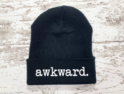 Awkward, Black Beanie Winter Cuffed Hat | eBay