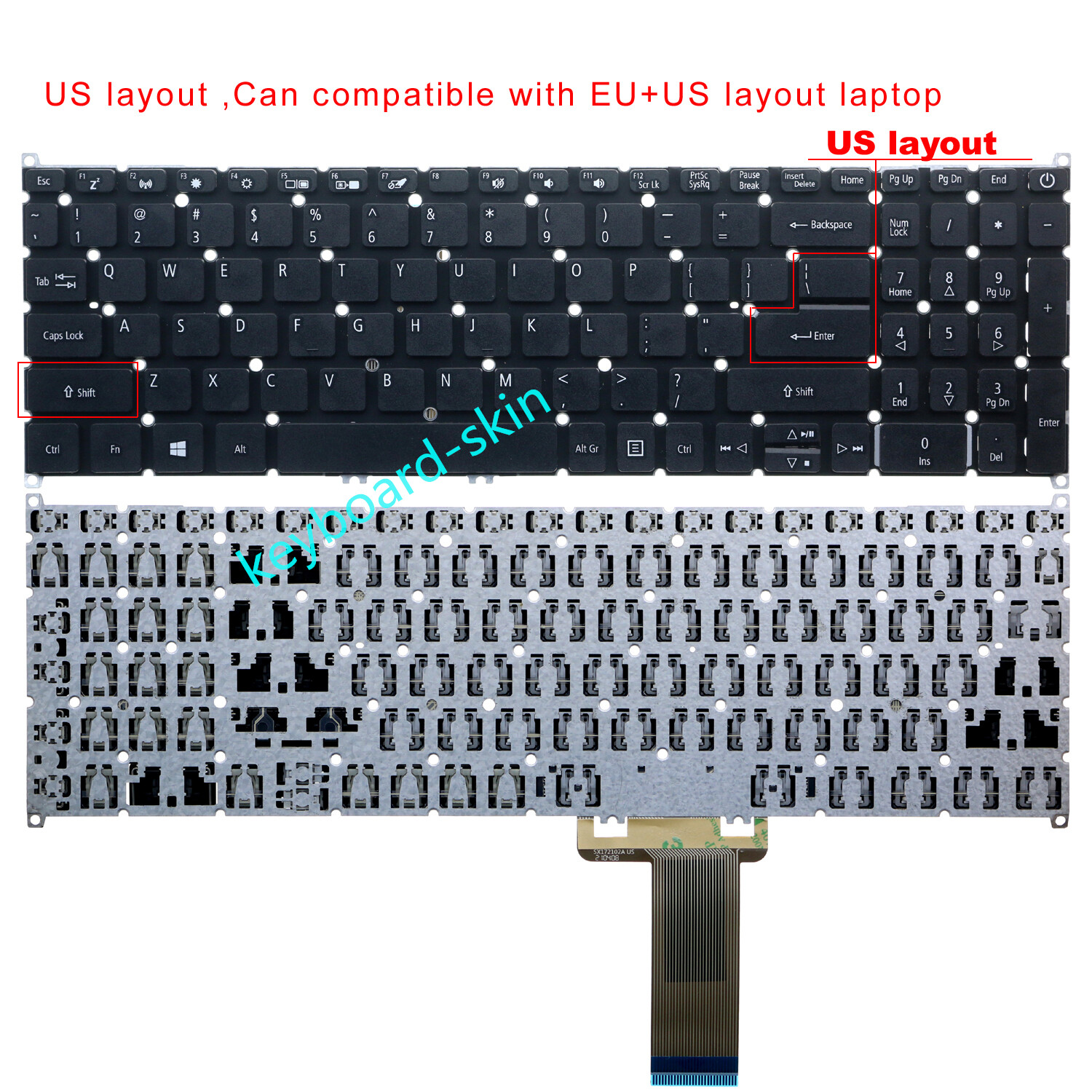 New US NO-backlit Keyboard for Acer A317-32 A317-51 A317-51G A715-74 ...