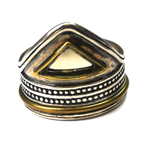 Sterling Silpada Pinnacle Brass Triangle Ring Missing Stone 20mm Size 8 ...