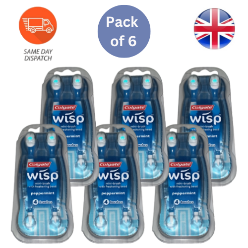 Colgate Max Fresh Wisp 4x Disposable Mini Toothbrush Compact Rubber - Pack of 6 | eBay