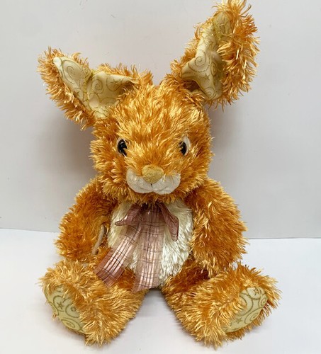 New Fiesta 23" Large Golden Big Eyed Stuffed Bunny Rabbit Sparkle ...