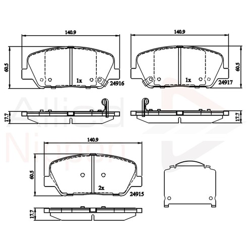 Brake Pads Set For Kia Cerato 2.0 MPi Front 58101-2TA20 58101-2TA21 ...
